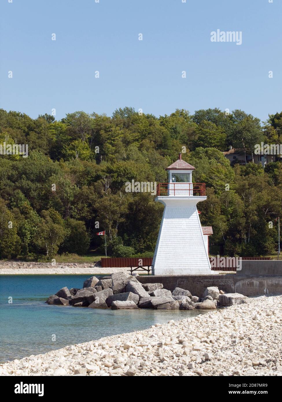 Lighthouse in Lion´s Head port on Huron lake, Canada Stock Photo - Alamy