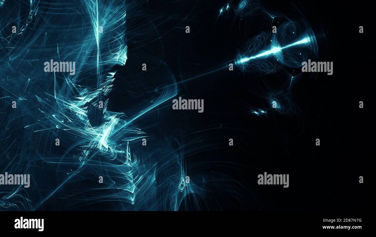 Vibrant futuristic glowing science fiction swirls and a spaceship Stock ...
