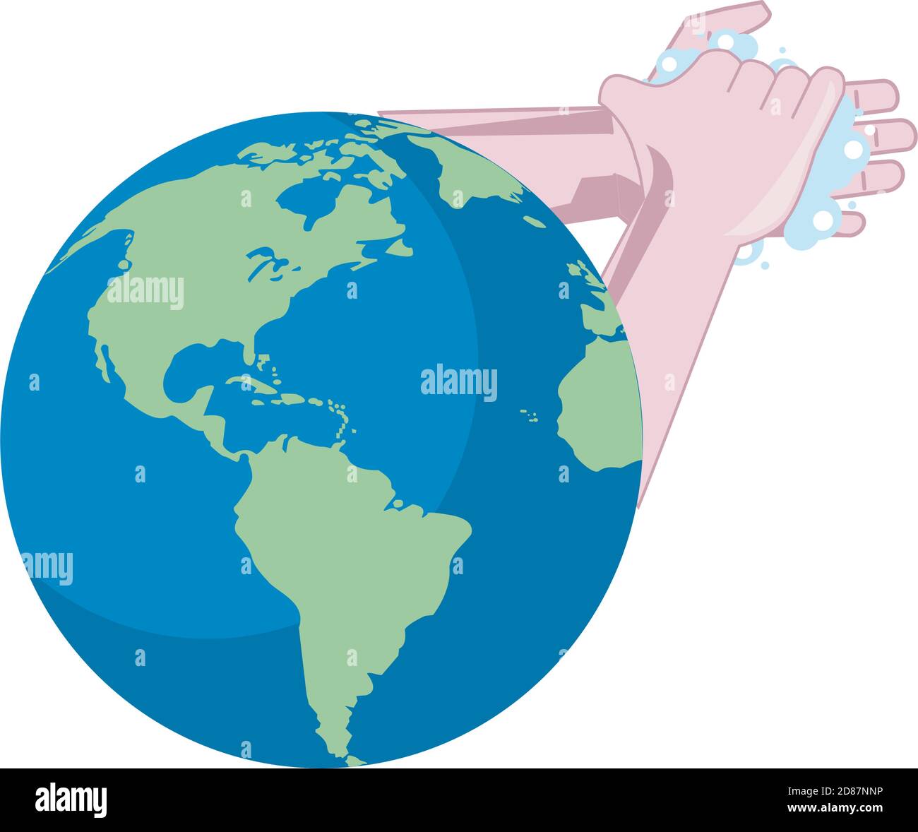 hands washing cleaning with foam and earth planet vector illustration ...