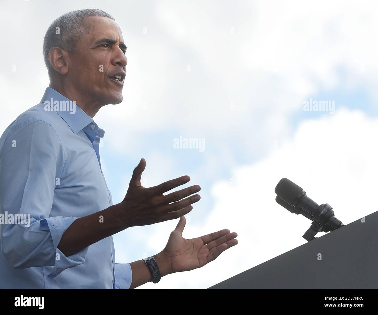 Barack Obama speaking during the rally.Former U.S. President Barack ...