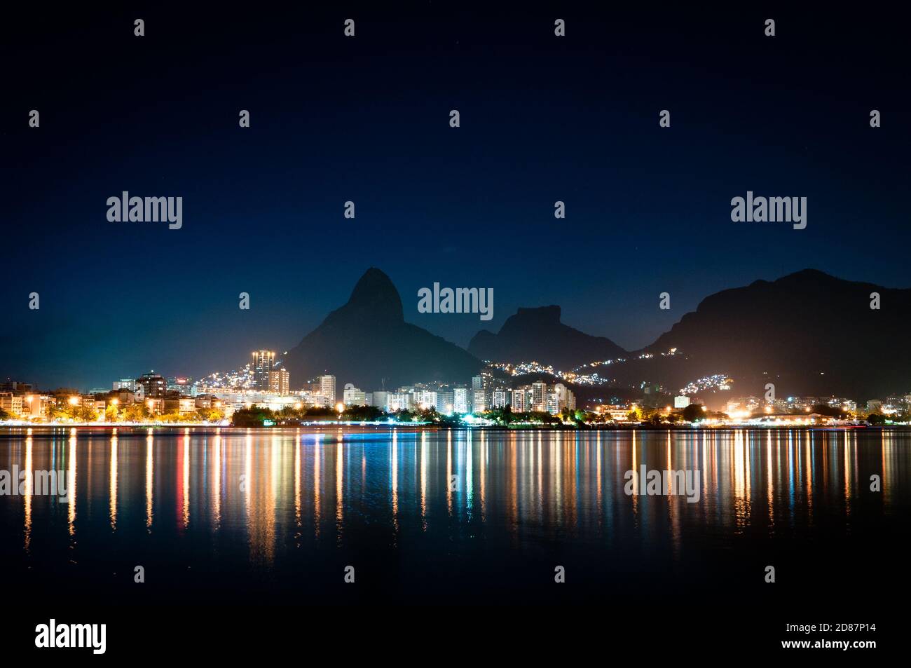 Nice Night View of Mountains and City Lights of Rio de Janeiro Near ...