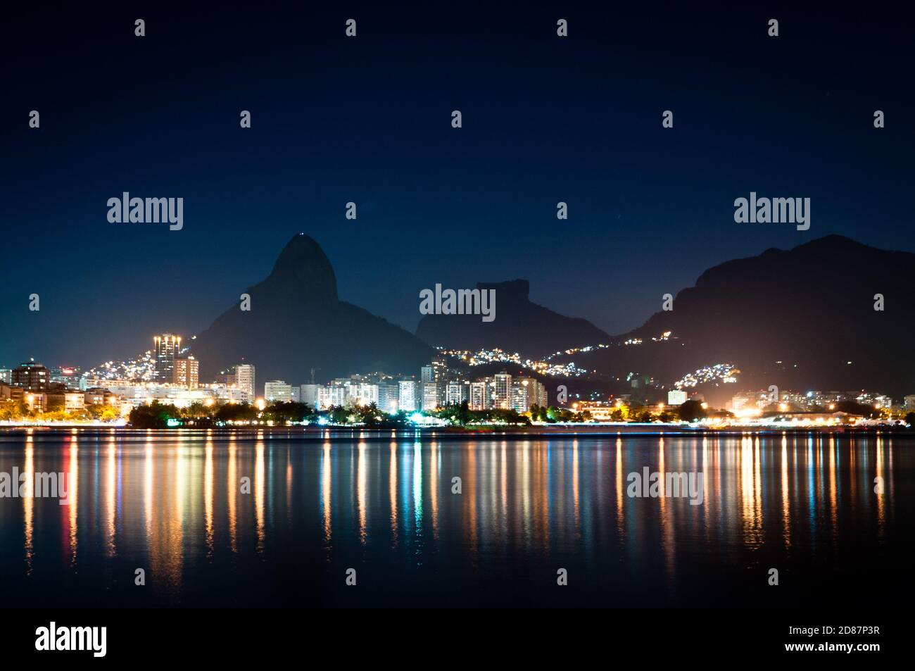 Nice Night View of Mountains and City Lights of Rio de Janeiro Near ...
