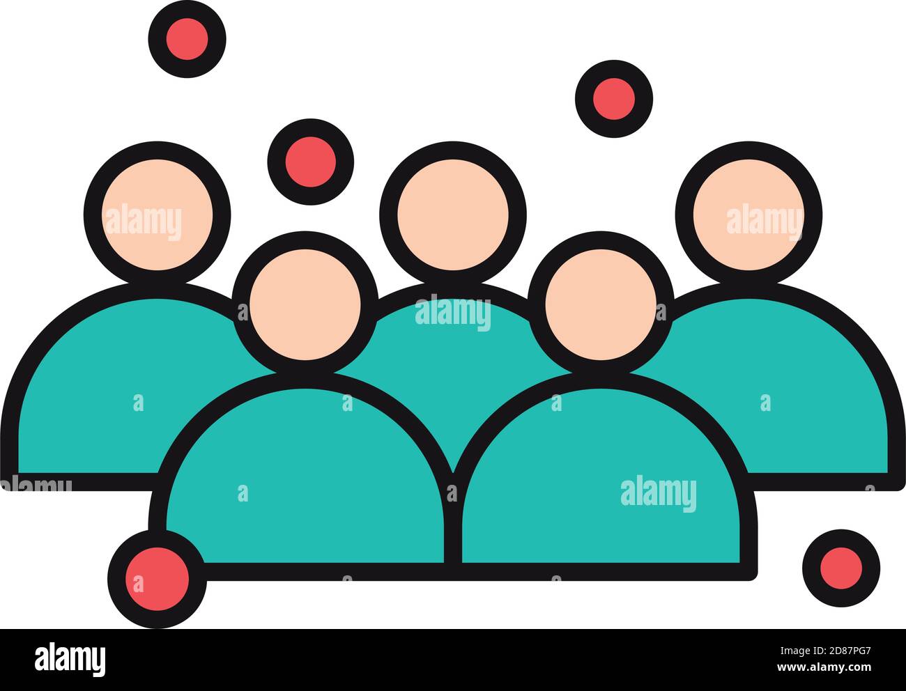 virus protection, avoid public places crowded vector illustration line ...