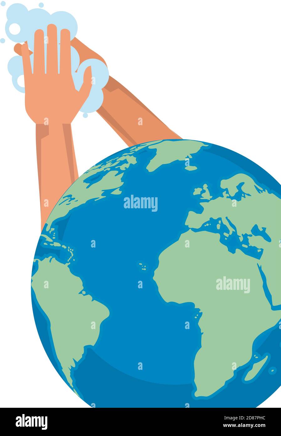 hands washing cleaning with foam and earth planet vector illustration ...