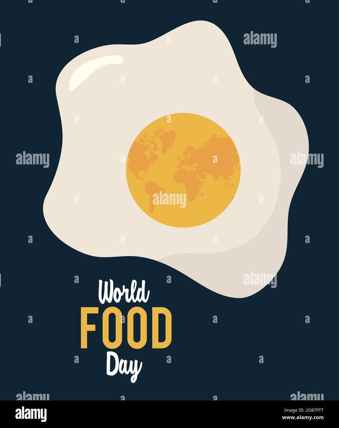 world food day lettering poster with egg fried vector illustration ...