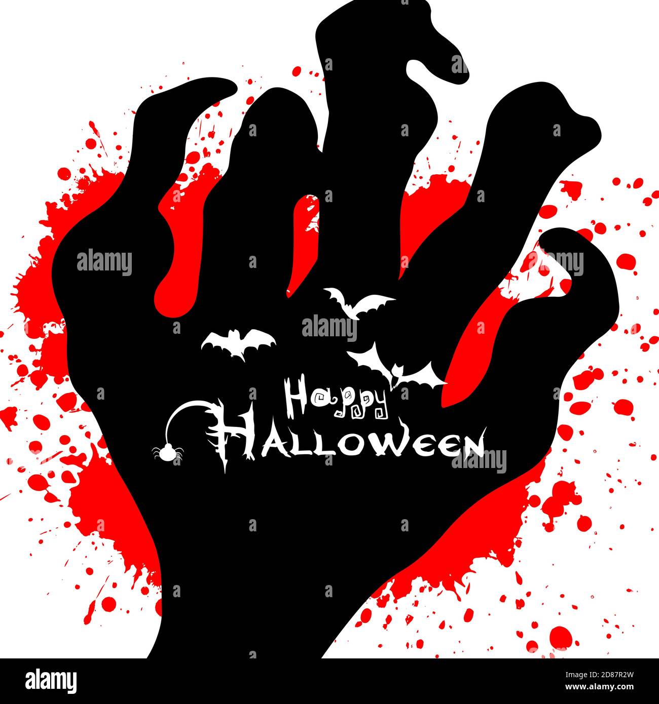 The hand of the monster. Blood stains. Happy Halloween. Vector ...