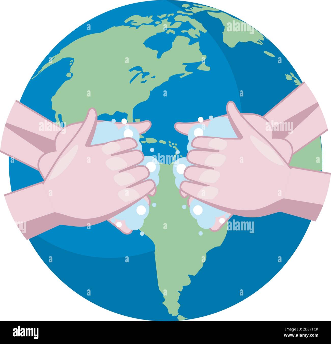 hands washing cleaning with foam and earth planet vector illustration ...