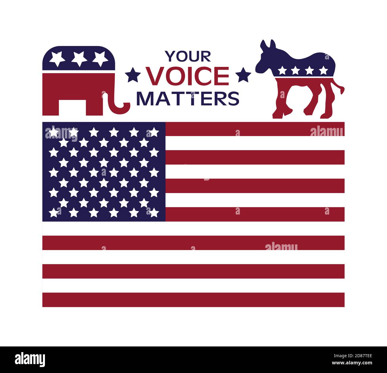 usa elections day poster with flag in donkey and elephant vector ...