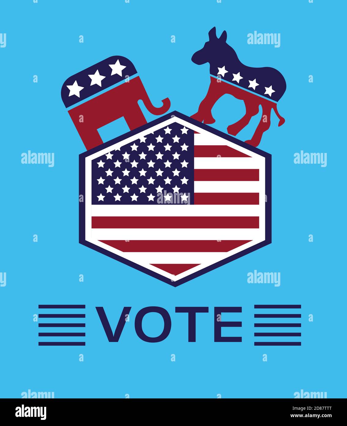 usa elections day poster with flag in donkey and elephant vector ...
