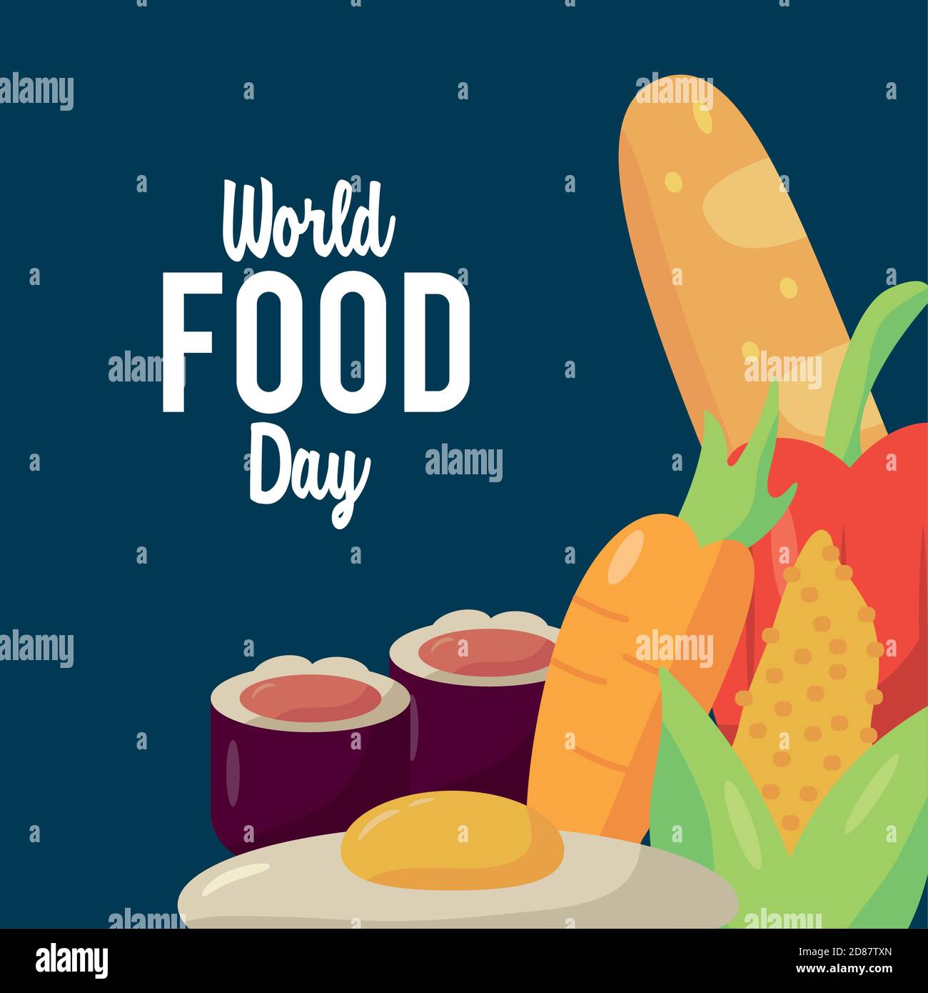 world food day lettering poster with nutritive food vector illustration ...