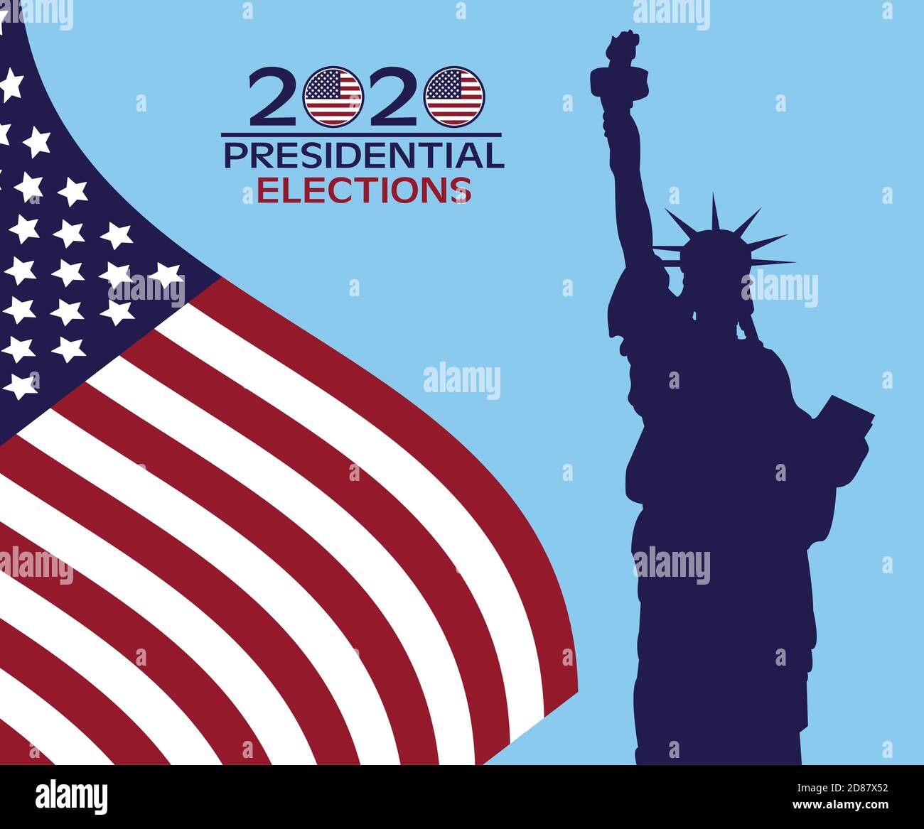 usa elections day poster with flag ans liberty statue vector ...