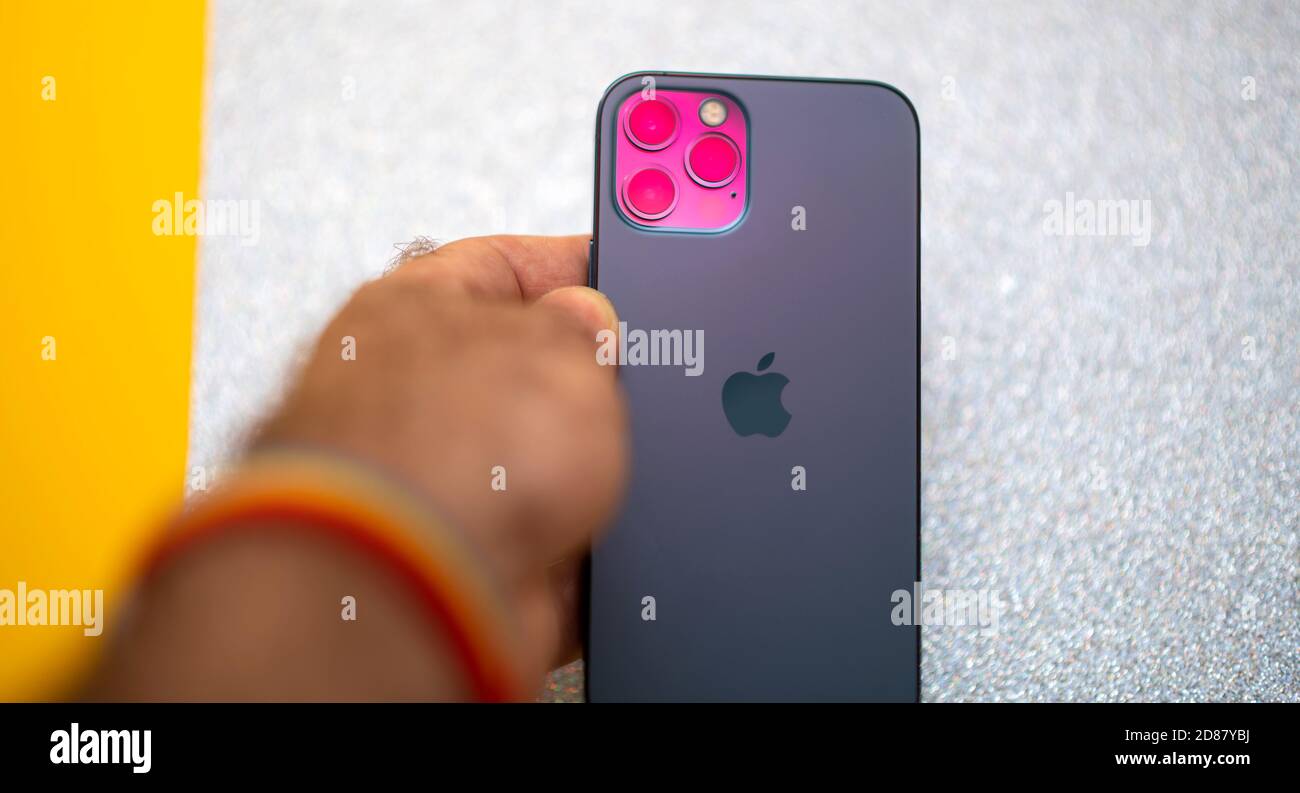 Paris, France - Oct 23, 2020: Magenta futuristic colro cast on lidar ...