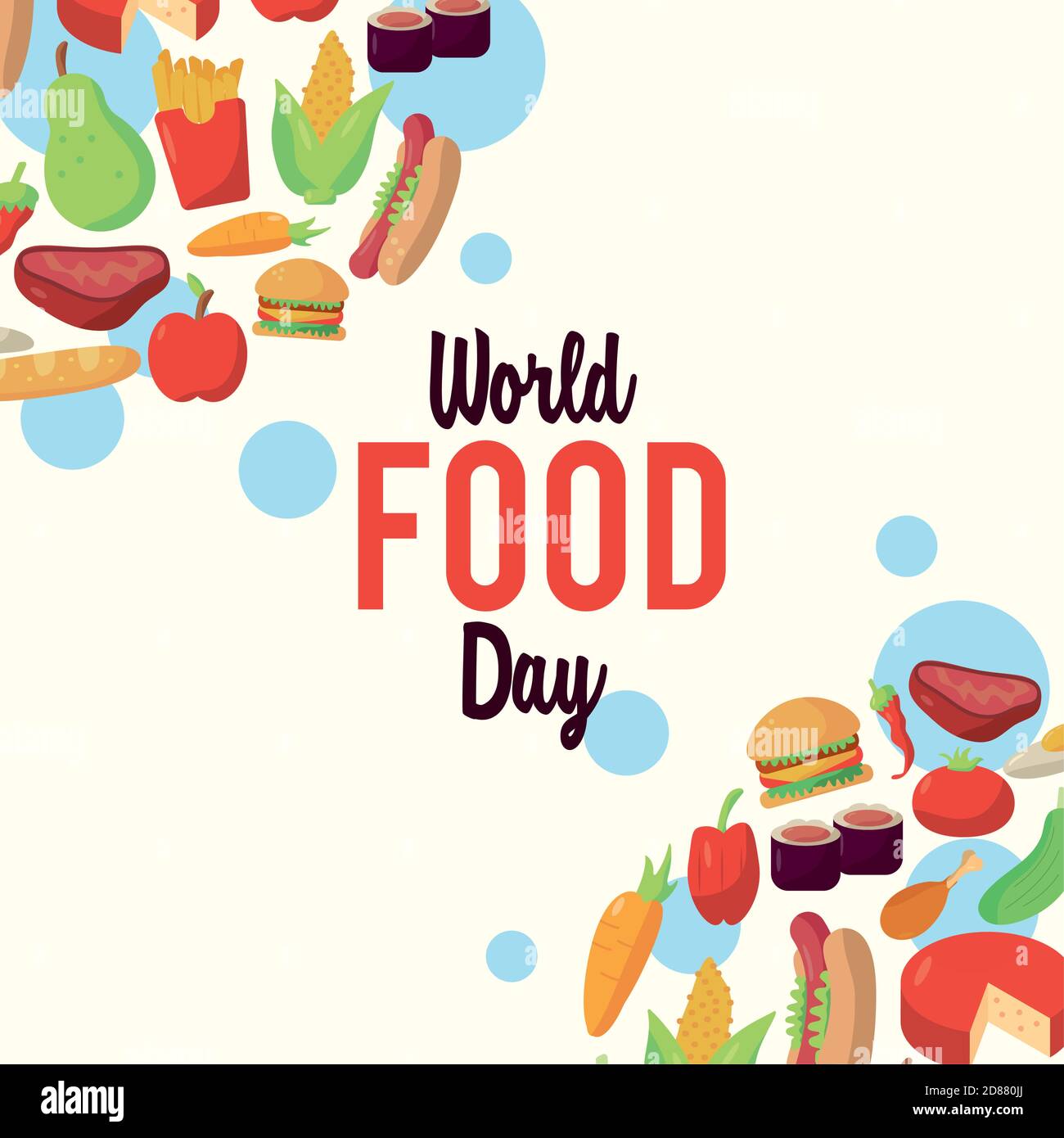 world food day lettering poster with pattern food vector illustration ...