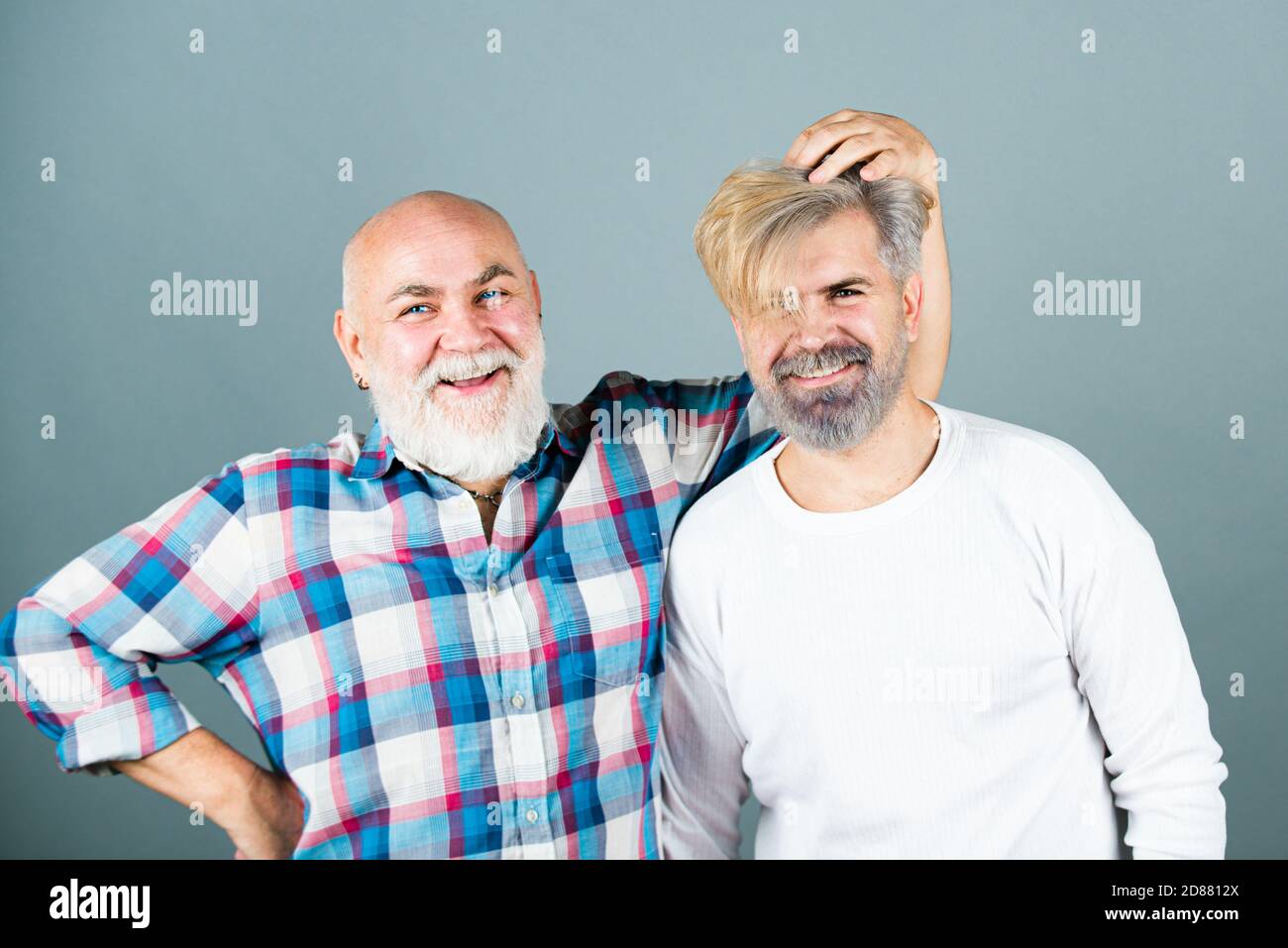 Old father and son. Elderly grandfather. Senior man Granddad. Older ...