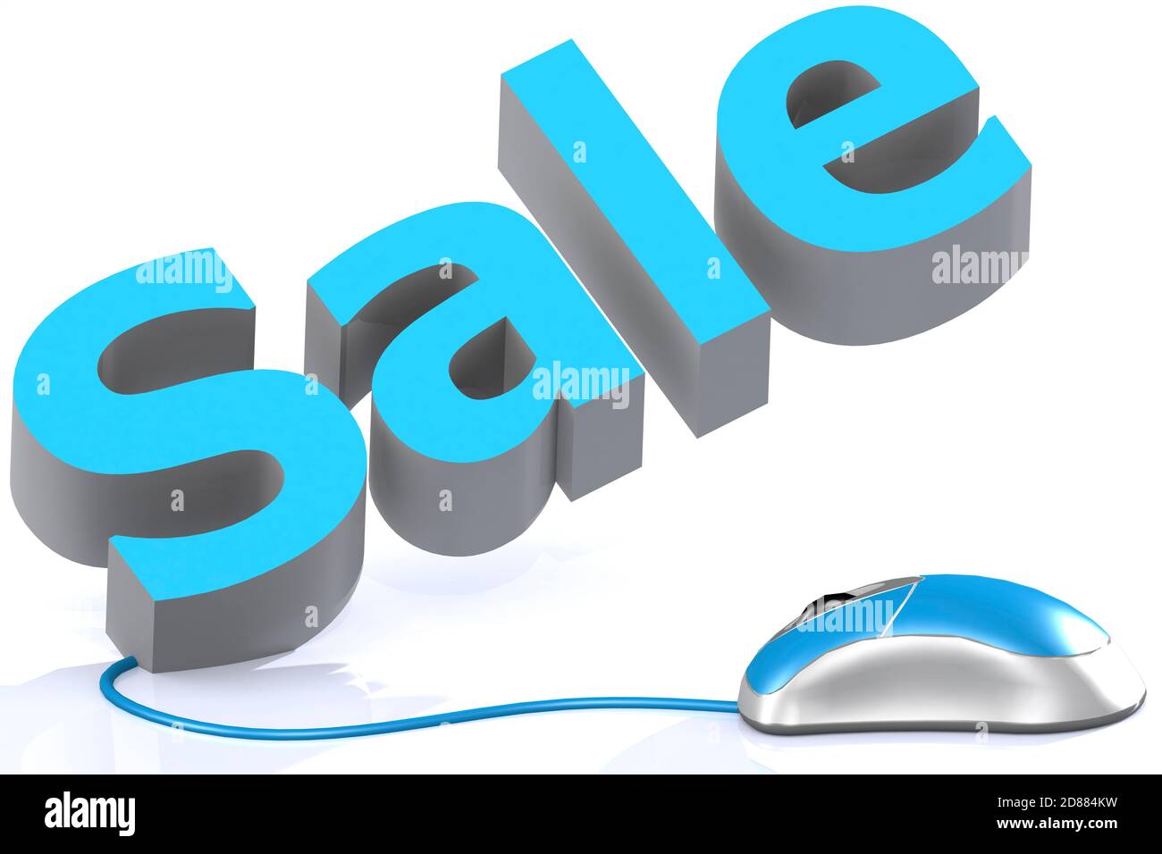 Sale word and blue computer mouse, 3D rendering Stock Photo - Alamy