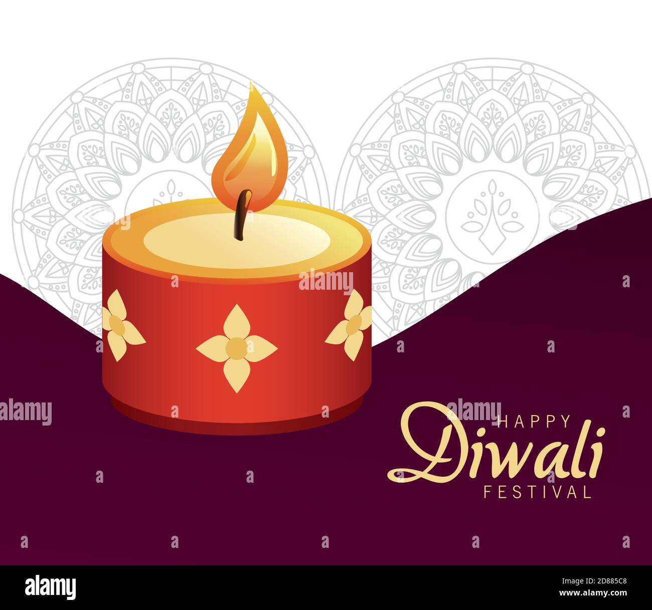 happy diwali celebration with red candle vector illustration design ...