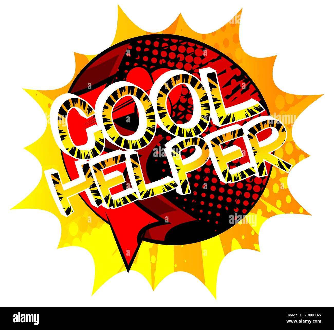 Cool Helper Comic book style cartoon words on abstract colorful comics ...