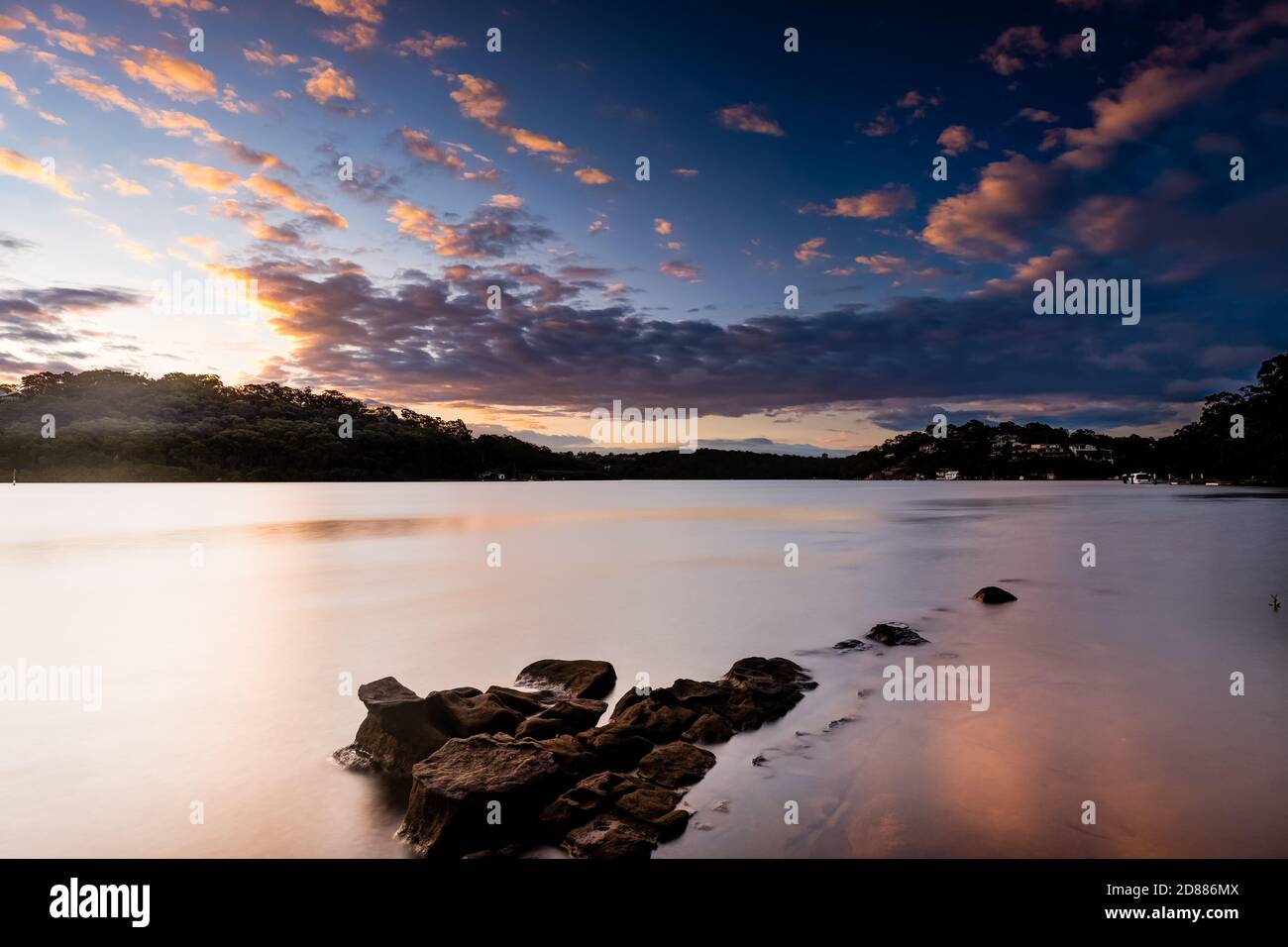 Amazing Sunset Scape along the coast of Georges River Stock Photo - Alamy