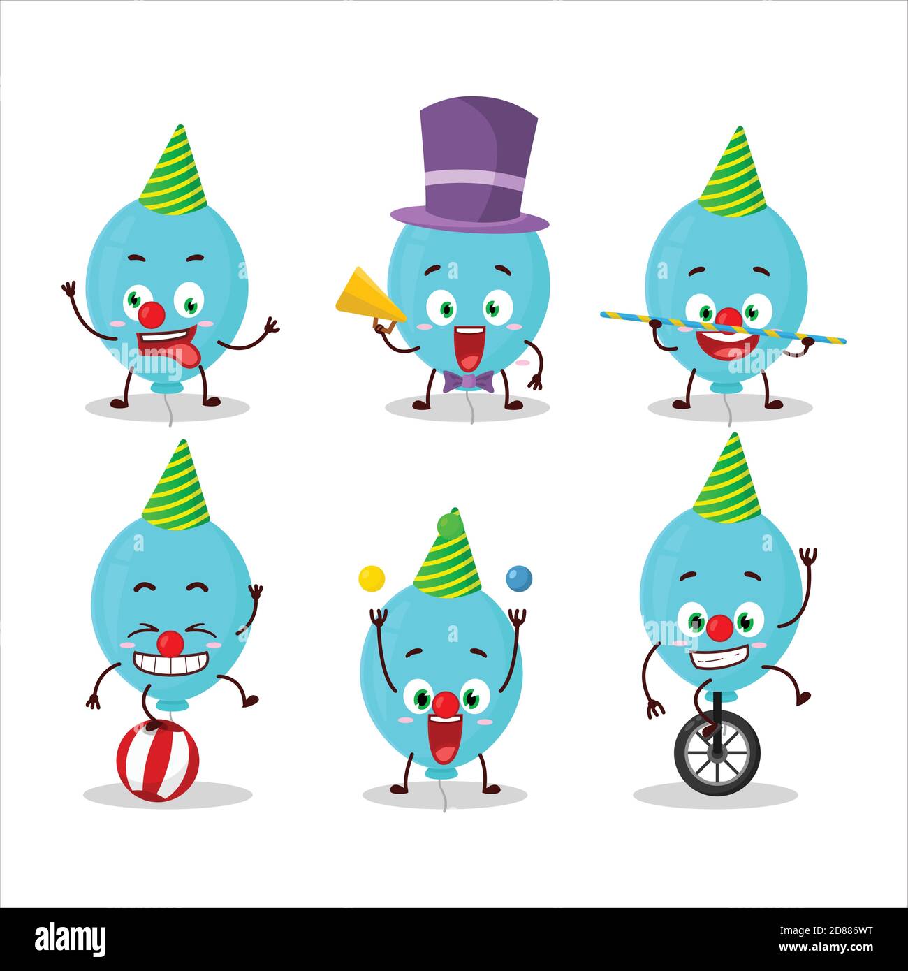 Cartoon character of blue balloon with various circus shows Stock ...