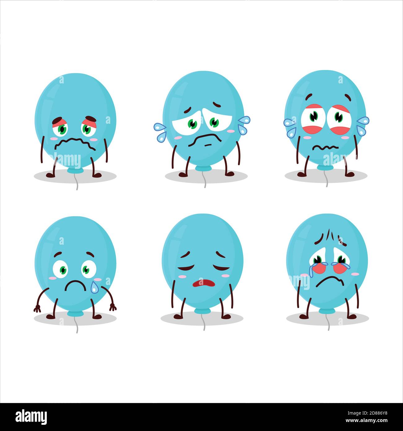 Blue balloon cartoon character with sad expression Stock Vector Image ...