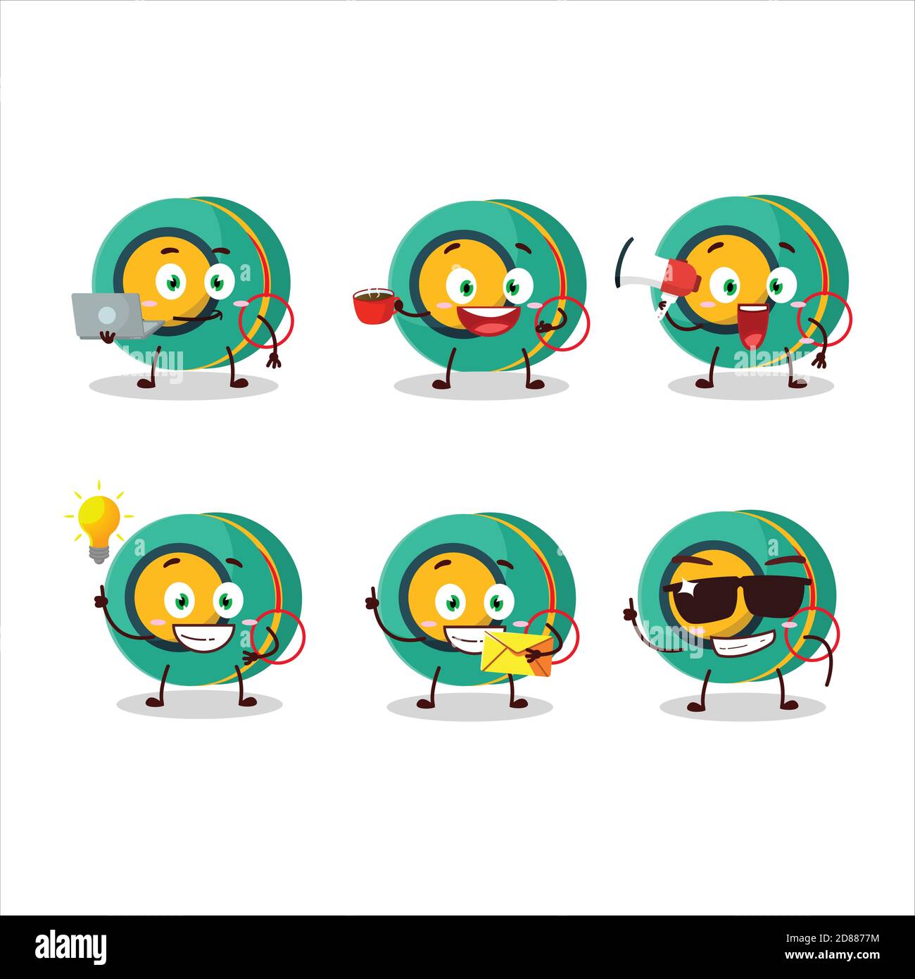 Kids yoyo cartoon character with various types of business emoticons ...