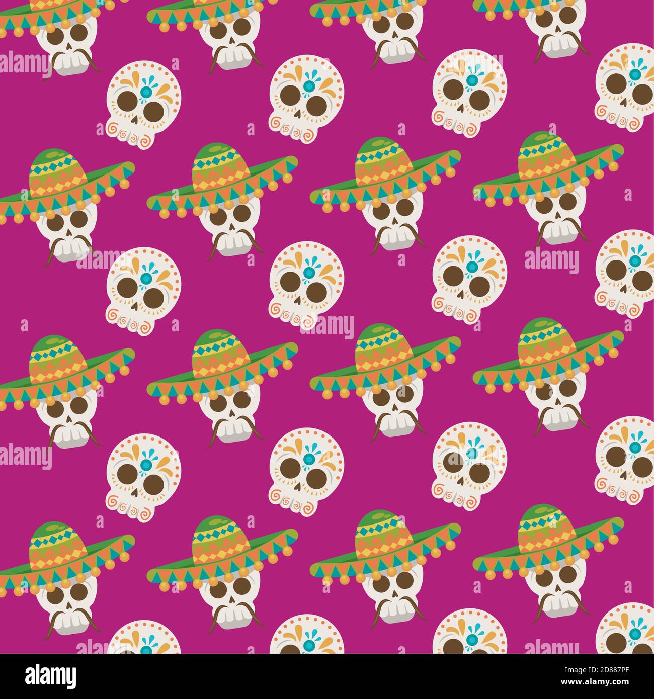 dia de los muertos poster with mariachi skulls pattern vector ...