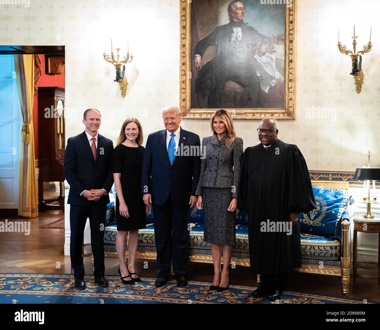President Donald J. Trump and First Lady Melania Trump pose for a photo ...