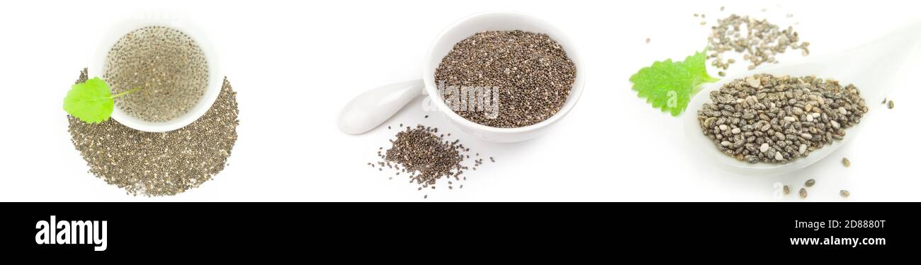 Group of organic dry chia seeds Stock Photo - Alamy