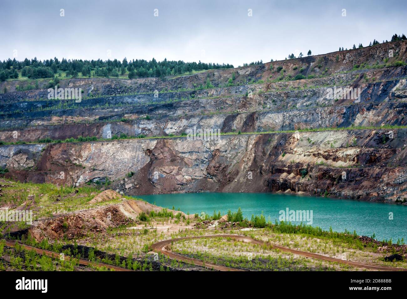 Quarry flooded with turquoise water Stock Photo - Alamy