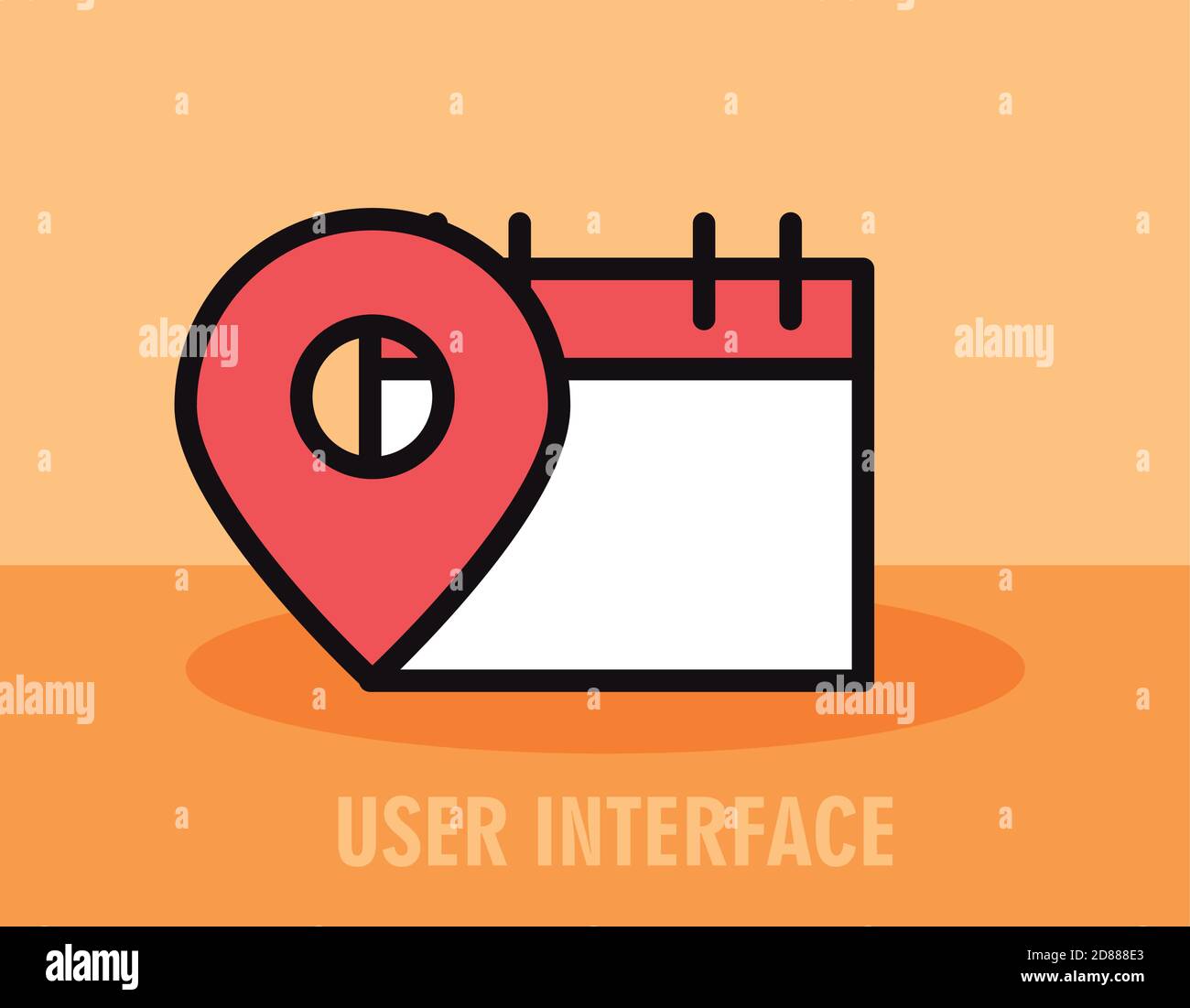 user interface, calendar and gps navigation, linear and fill style ...