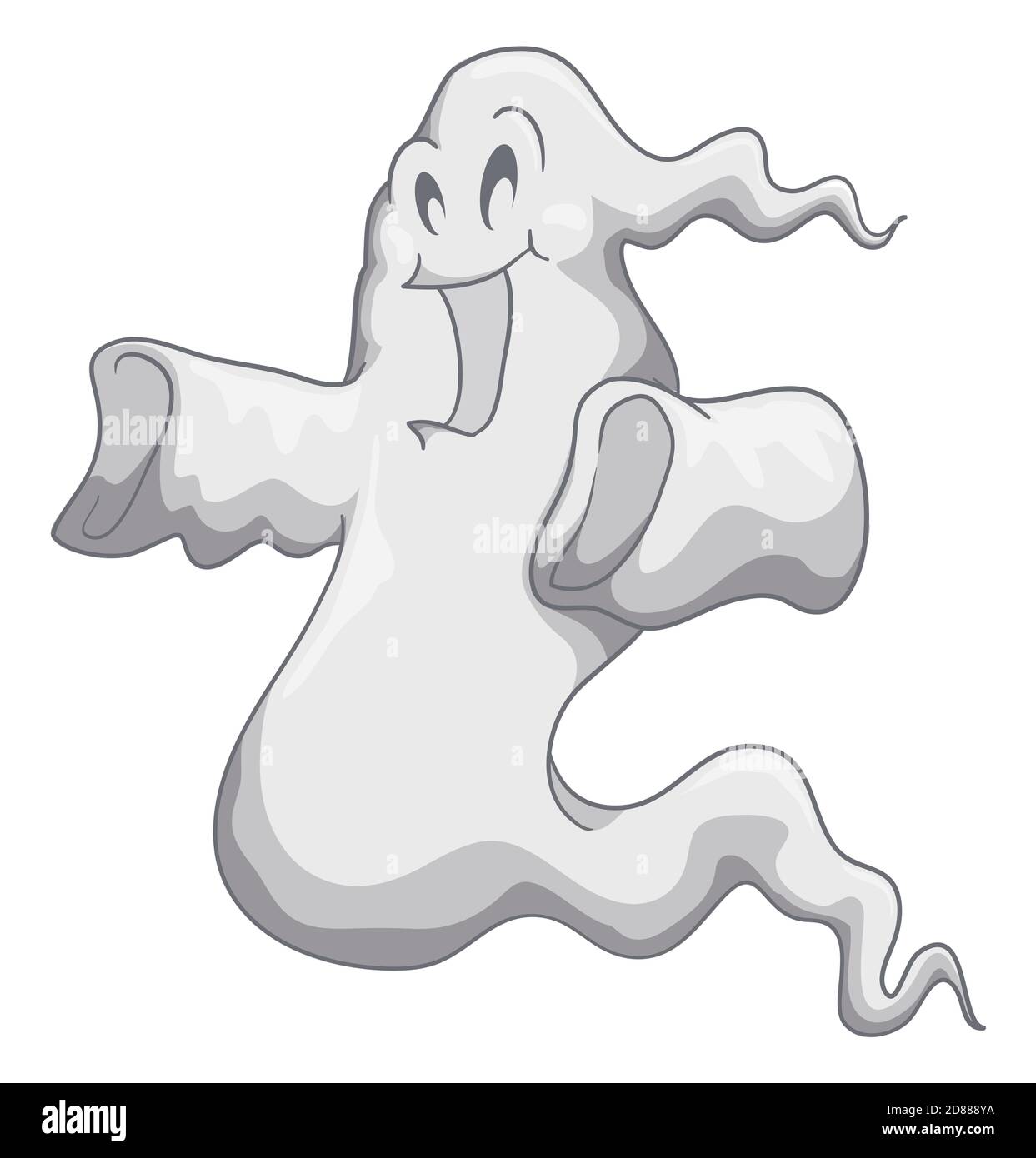 Playful and smiling ghost, floating and looking for mischievous pranks ...