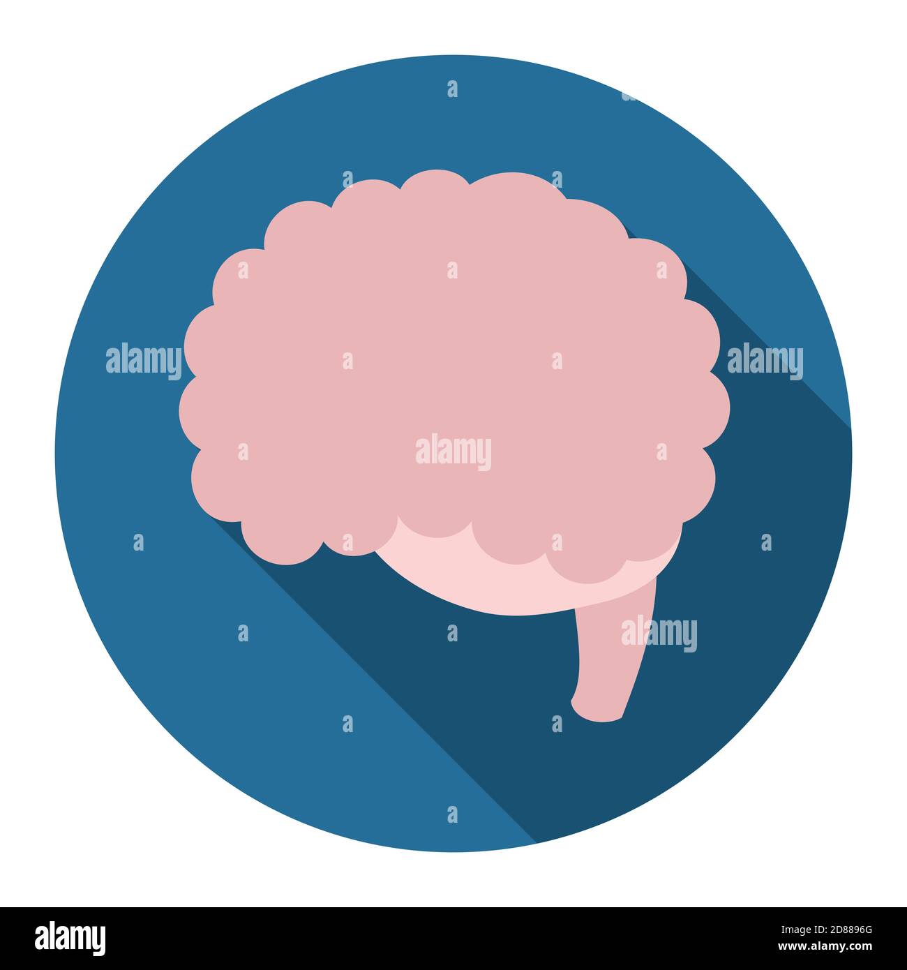 Round button with brain design in flat style and long shadow Stock ...