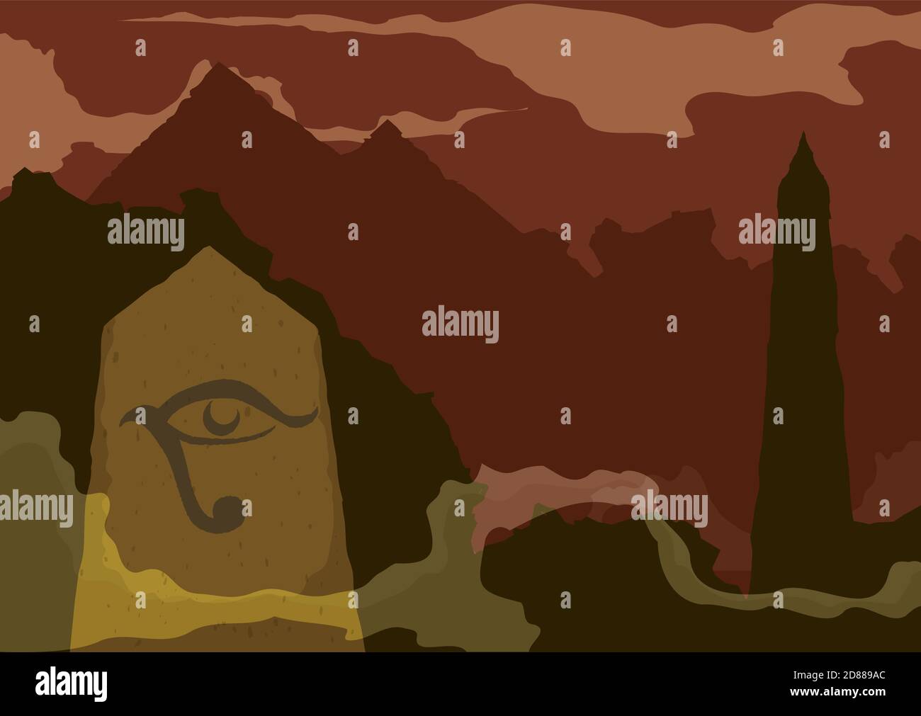 Abandoned and eroded Egyptian scene with 'eye of Horus' symbol in stone ...