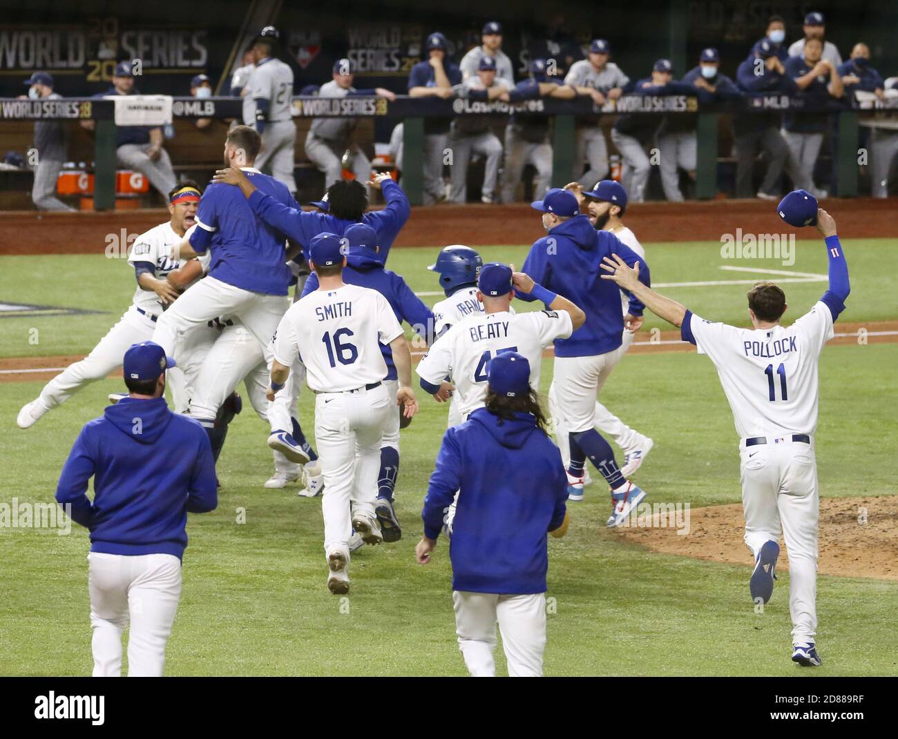 The Los Angeles Dodgers celebrate their first World Series championship ...