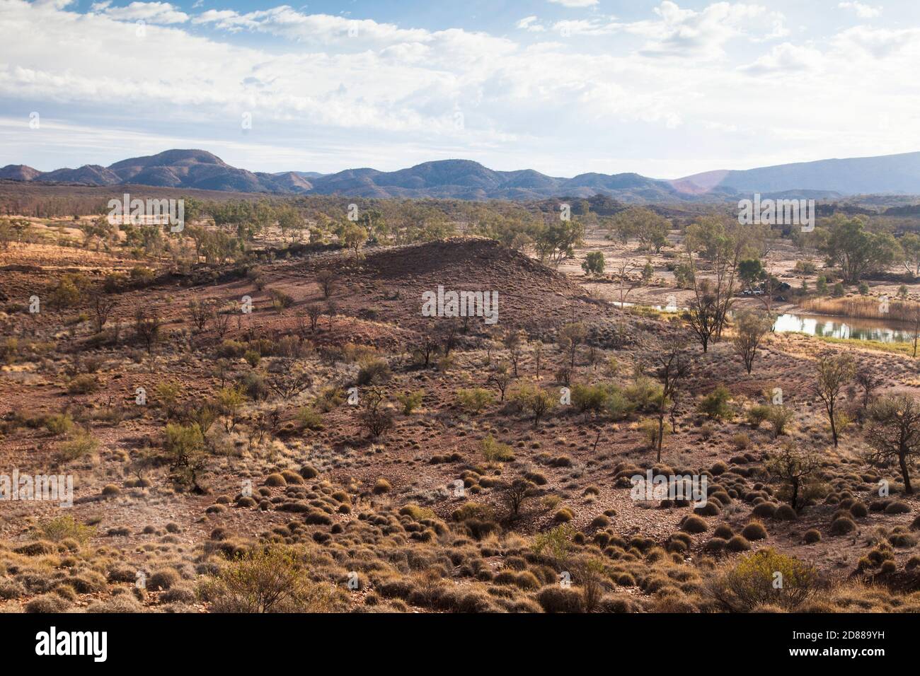 Two Mile Camp on the Finke River (far side) seen from Mt Sonder Lookout ...