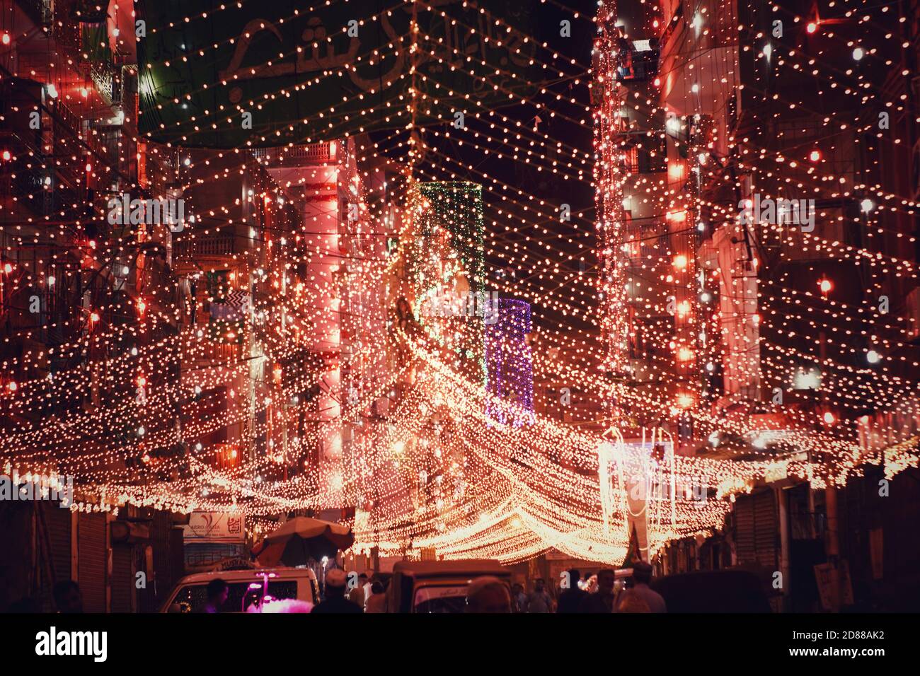 Christmas lights decoration at the city center by night Stock Photo - Alamy