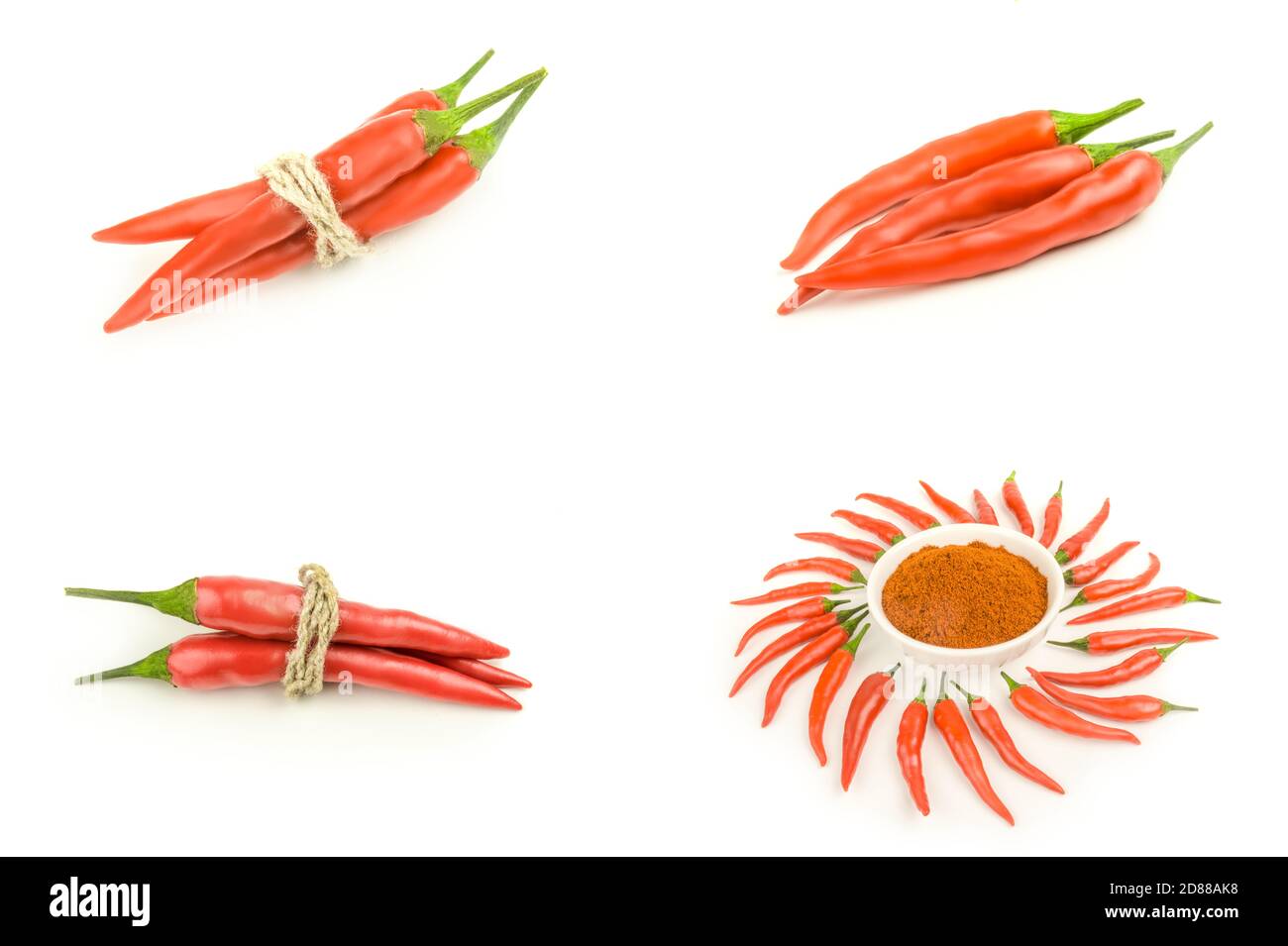 Collage of chili pepper isolated on a white background cutout Stock ...