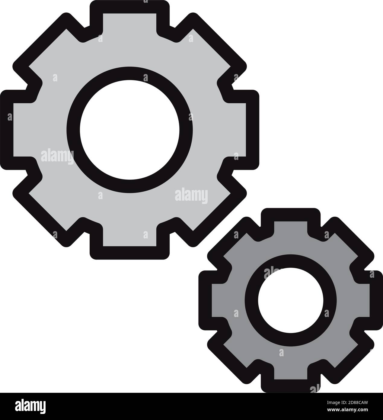 user interface settings gear app button linear and fill style vector ...