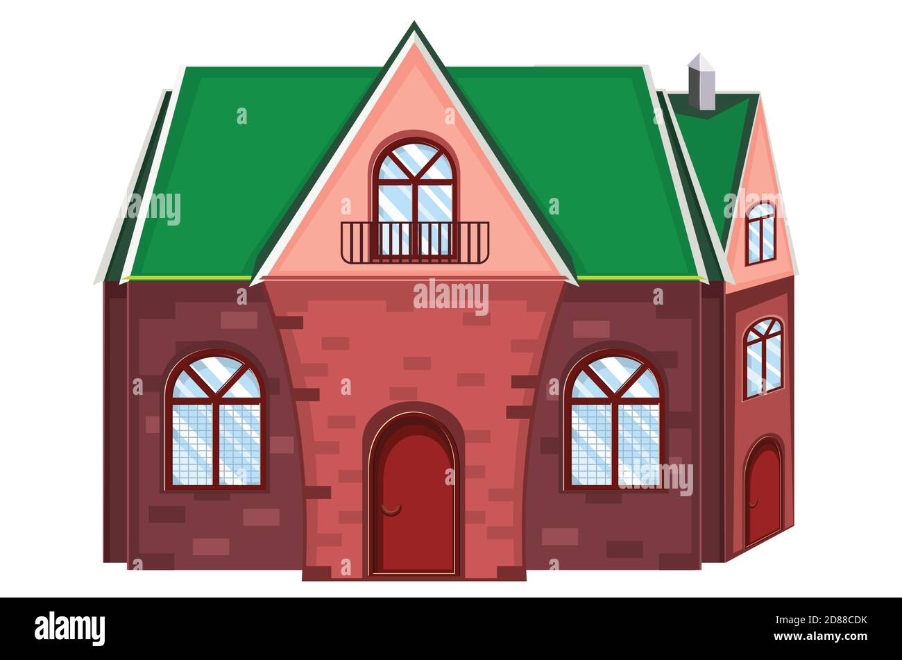 Cartoon small retro rural house design on white background Stock Vector ...