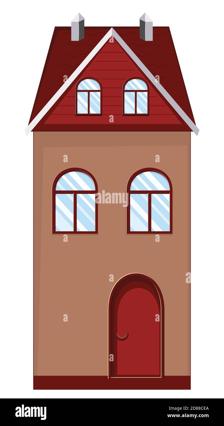 Cartoon small retro rural house design on white background Stock Vector ...