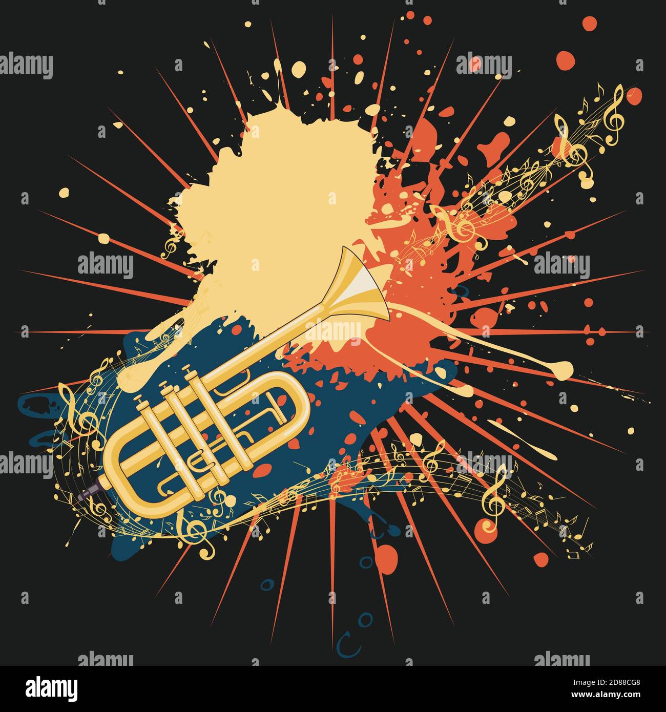 Abstract yellow trumpet design music themed illustration Stock Vector ...