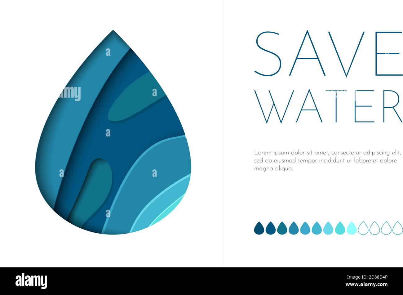 Vector blue paper water drop paper cut design. Paper art style Stock ...