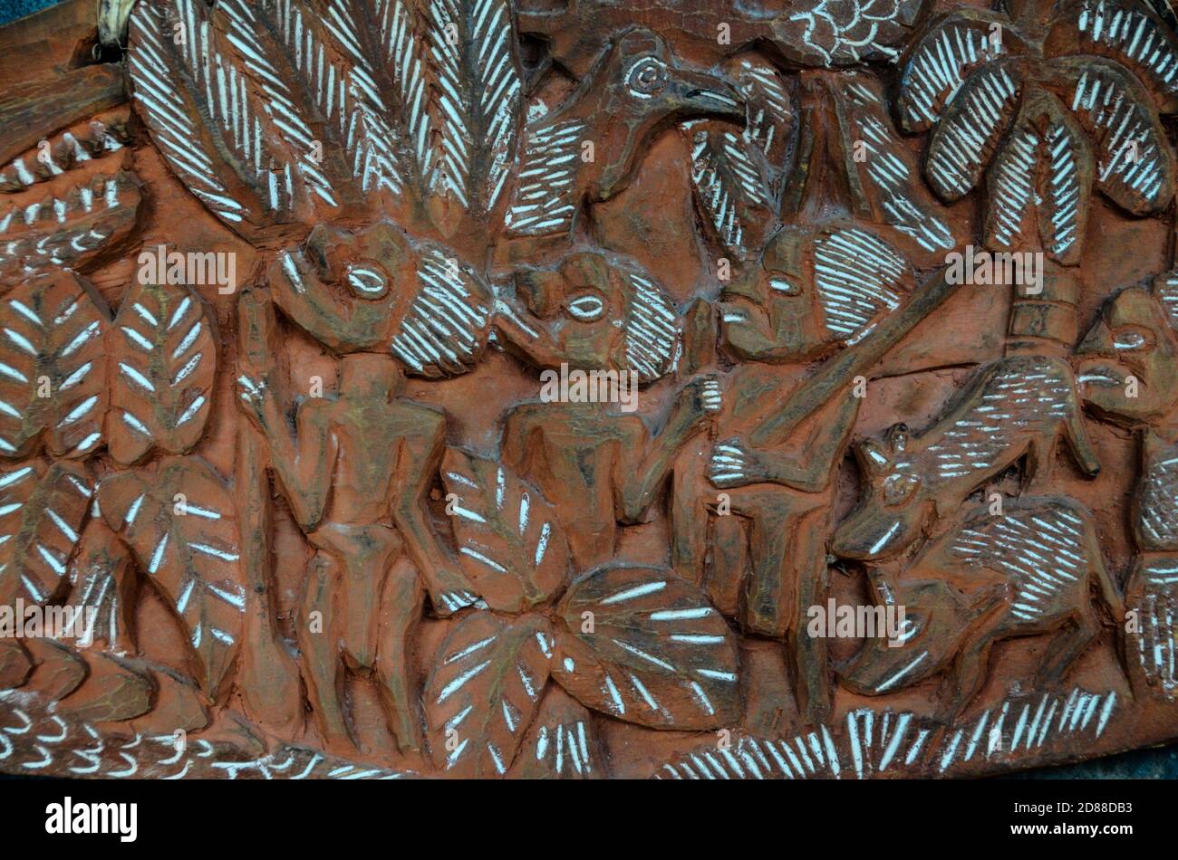 Antique Carved Wood Bas Relief Stock Photo - Alamy
