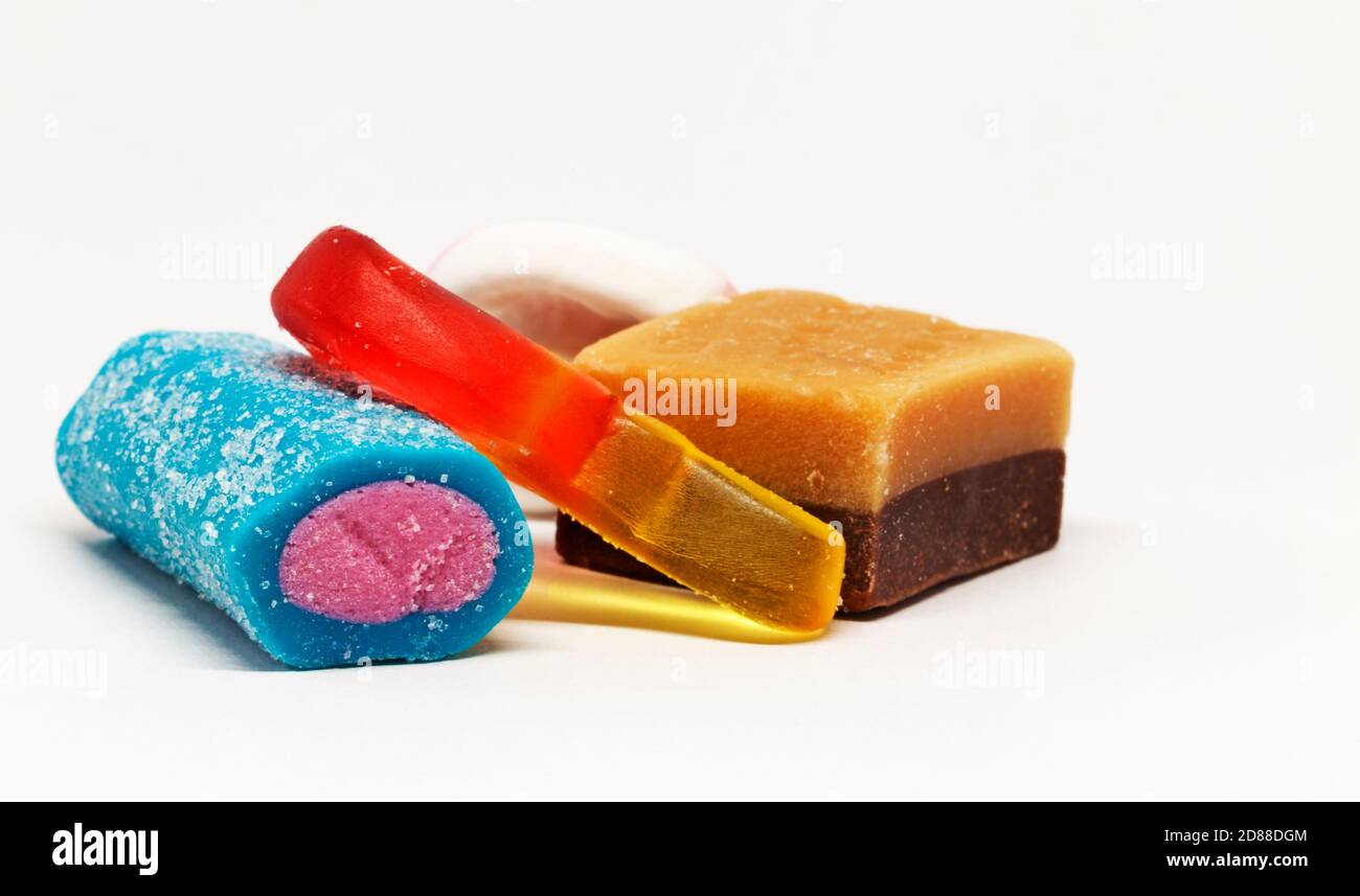 mixed sweets on white background Stock Photo - Alamy