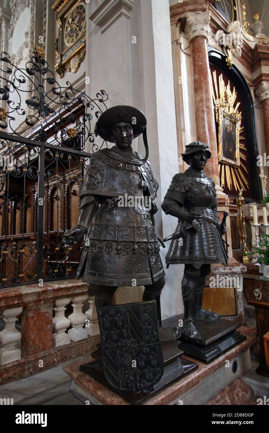 Bronze statues of Dukes of Burgundy, Philip the Good (left) and Charles ...