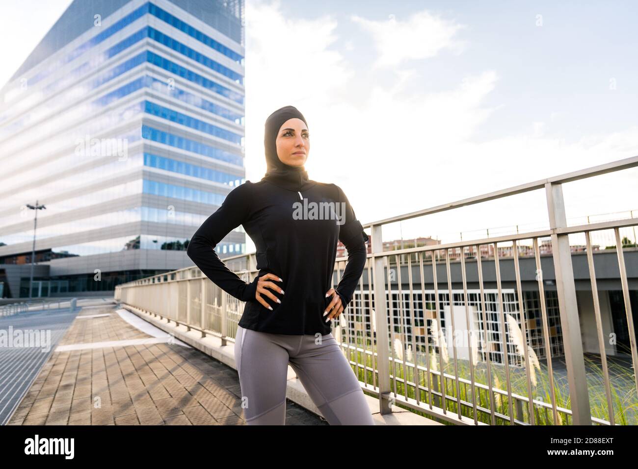 Muslim sportive girl with fit body training outside - Beautiful woman ...