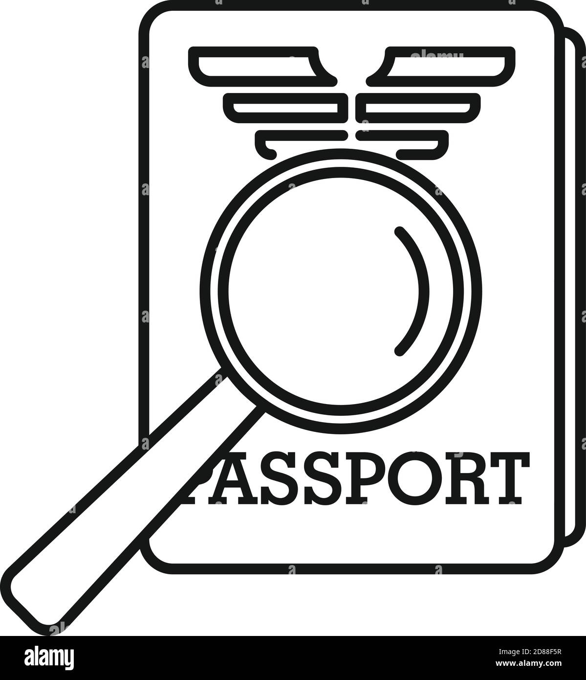 Magnifier Passport Control Icon Outline Style Stock Vector Image And Art
