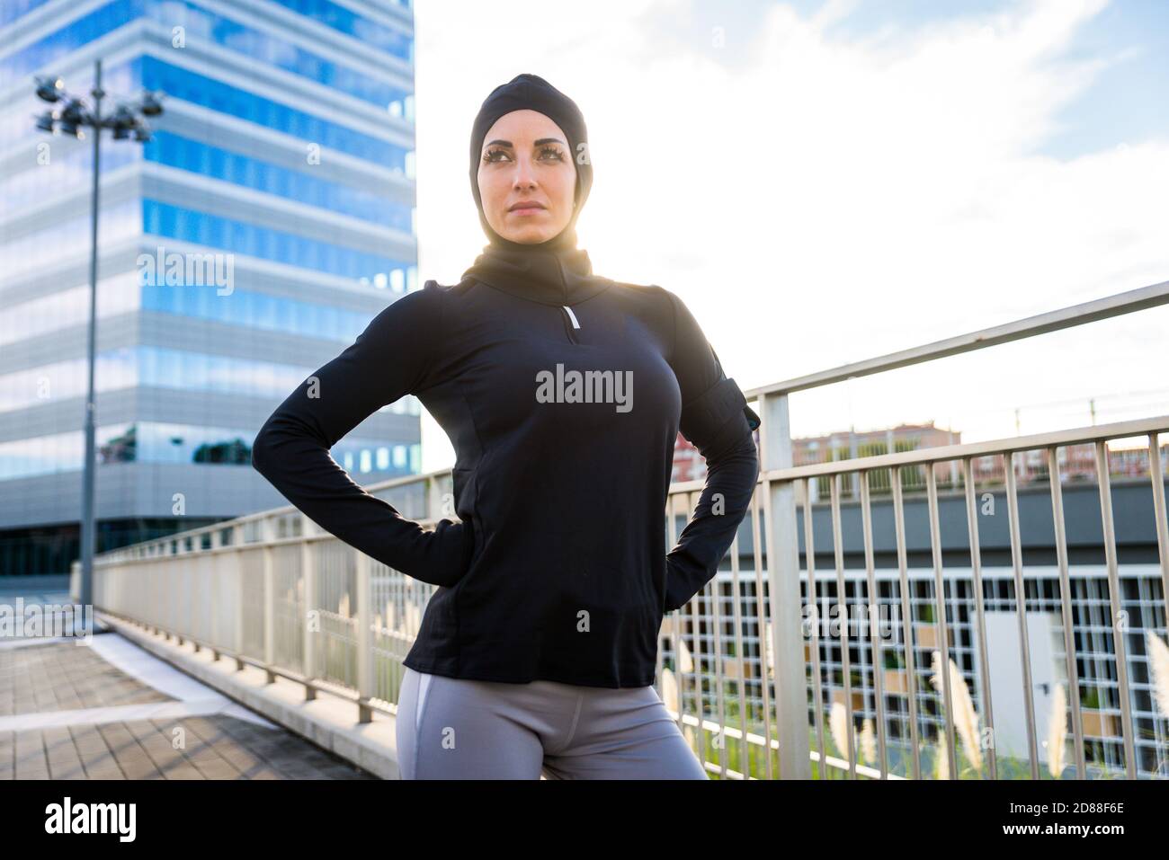 Muslim sportive girl with fit body training outside - Beautiful woman ...