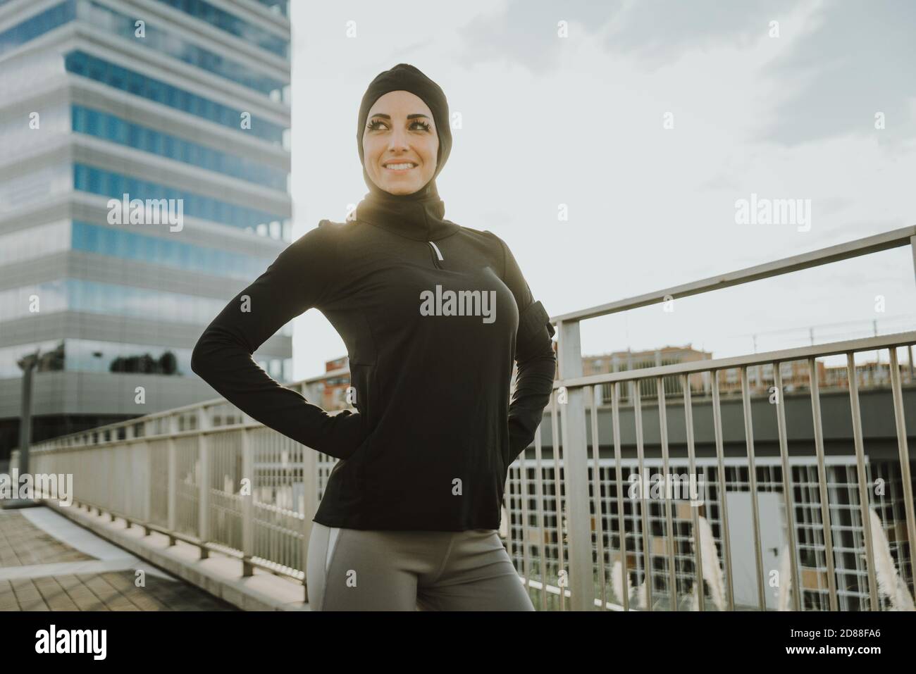 Muslim sportive girl with fit body training outside - Beautiful woman ...