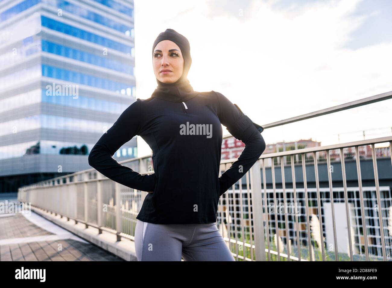 Muslim sportive girl with fit body training outside - Beautiful woman ...